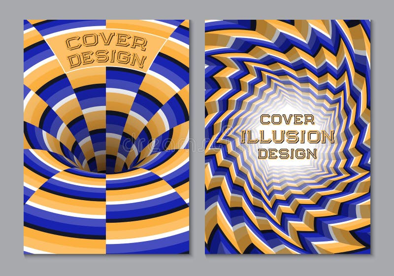 Blue Orange Color Scheme Book Cover Design Template with Optical Motion ...