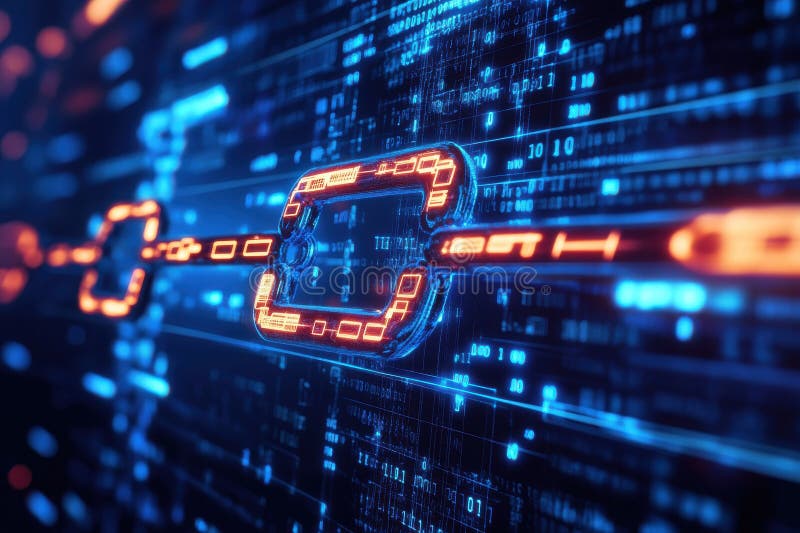 A Blue and Orange Computer Screen with a Red and Blue Square in the ...