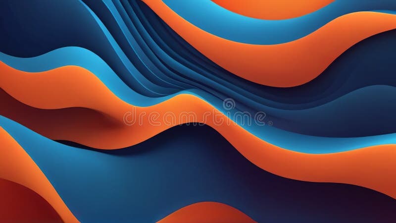 Blue and Orange 3D Parallax Wave Background Stock Illustration ...
