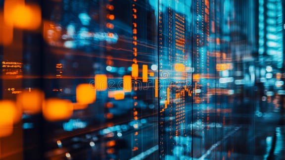 Blue and Orange Digital Data Visualization in Financial Trading ...