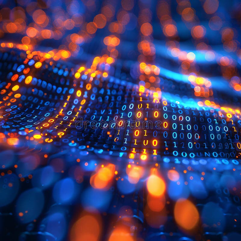 Blue and Orange Digital Network Concept: Abstract Technology Background ...