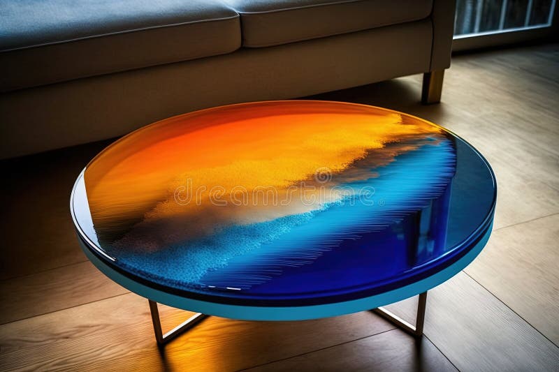 Blue and Orange Epoxy Resin Kitchen Countertops. Generative AI Stock ...