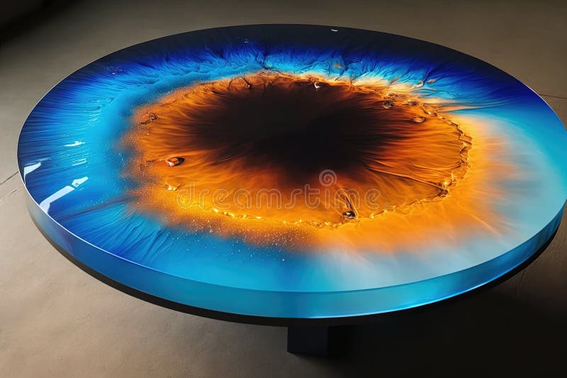 Blue and Orange Epoxy Resin Coffee Table. Generative AI Stock ...