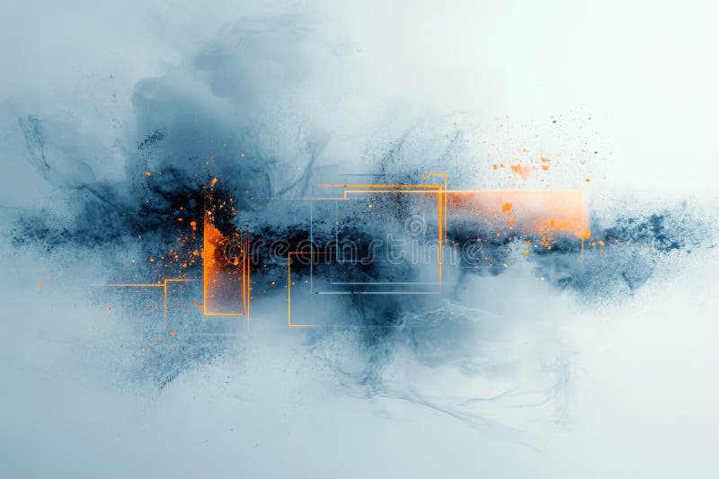 A Blue and Orange Explosion in the Sky with a White Background Stock ...