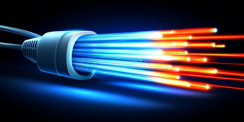 Blue and Orange Fiber Optic Cables Glow Stock Illustration ...
