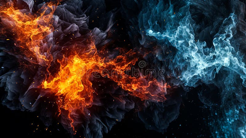 A Blue and Orange Fire with a Black Background Stock Image - Image of ...