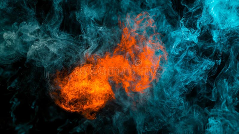 A Blue and Orange Fire is in the Middle of a Black Background Stock ...
