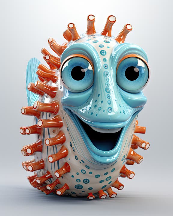 A Blue and Orange Fish with Orange Spikes on it S Head. Generative Ai ...