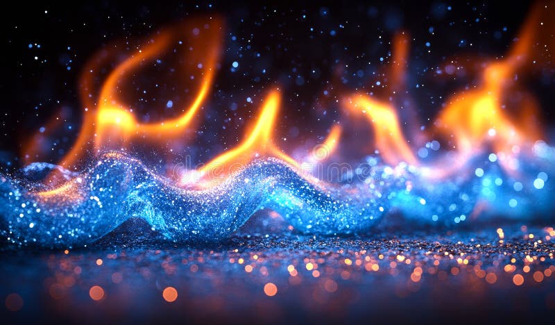 A Blue and Orange Flame with a Blue Background Stock Photo - Image of ...