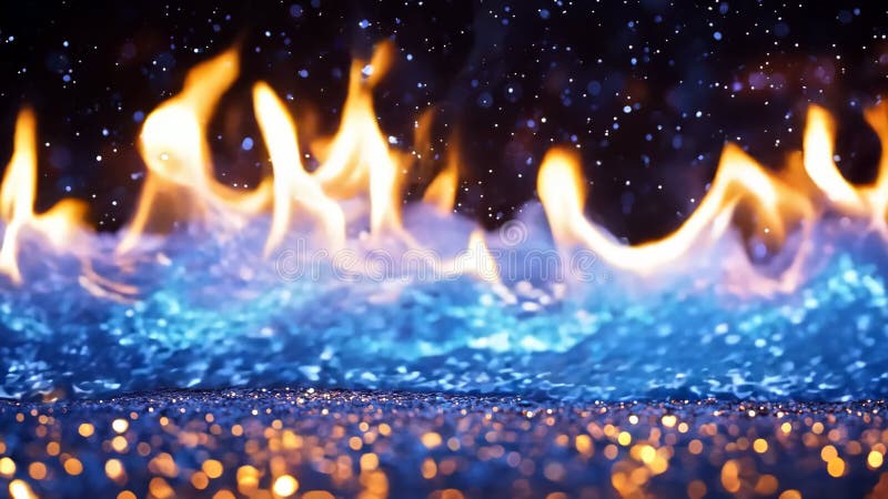 A Blue and Orange Flame with a Blue Wave in the Background Stock ...