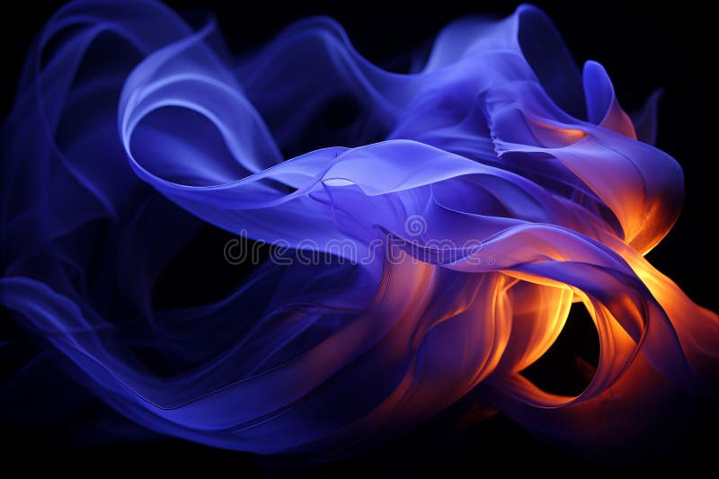 Blue and Orange Flames on a Black Background Stock Illustration ...
