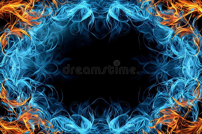Blue and Orange Flames Frame, Abstract Background, Design Element Stock ...