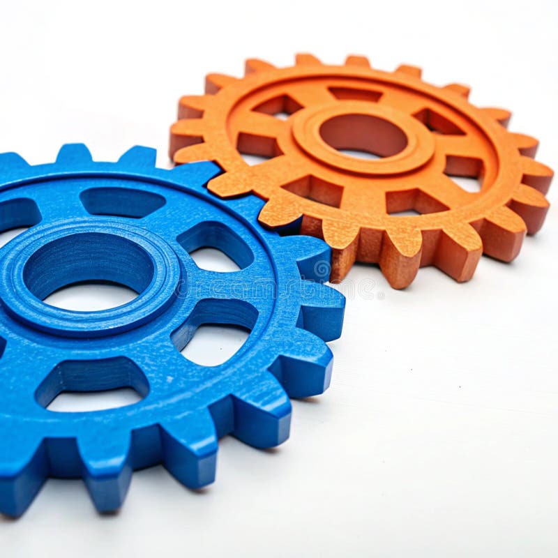 Blue and Orange Gears Isolated Stock Illustration - Illustration of ...