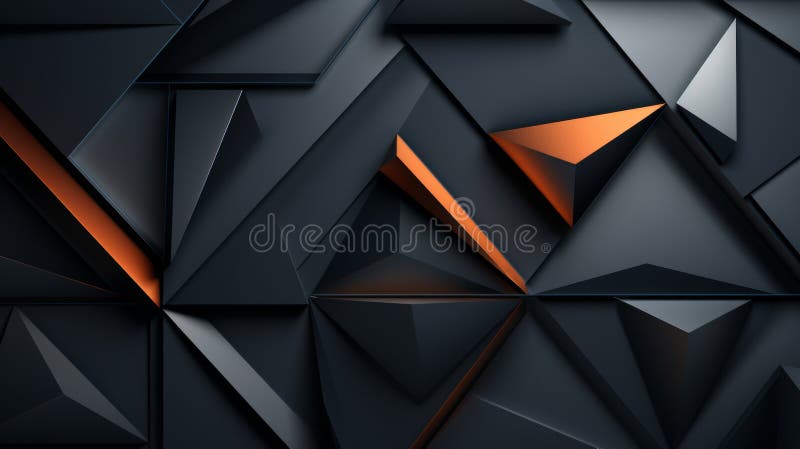 Blue Orange Geometric Futuristic Tech Texture with Triangular 3d ...