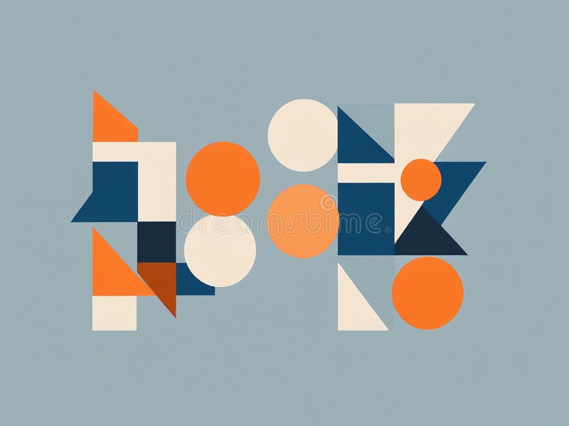 Blue and Orange Geometric Shape Collage in Minimalistic Style ...