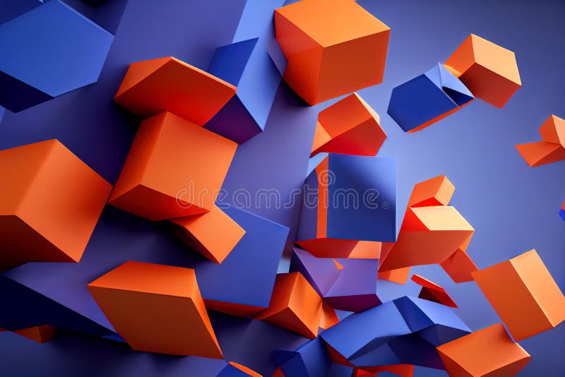 Blue and Orange Geometric Shapes Abstract Background. Generative AI ...