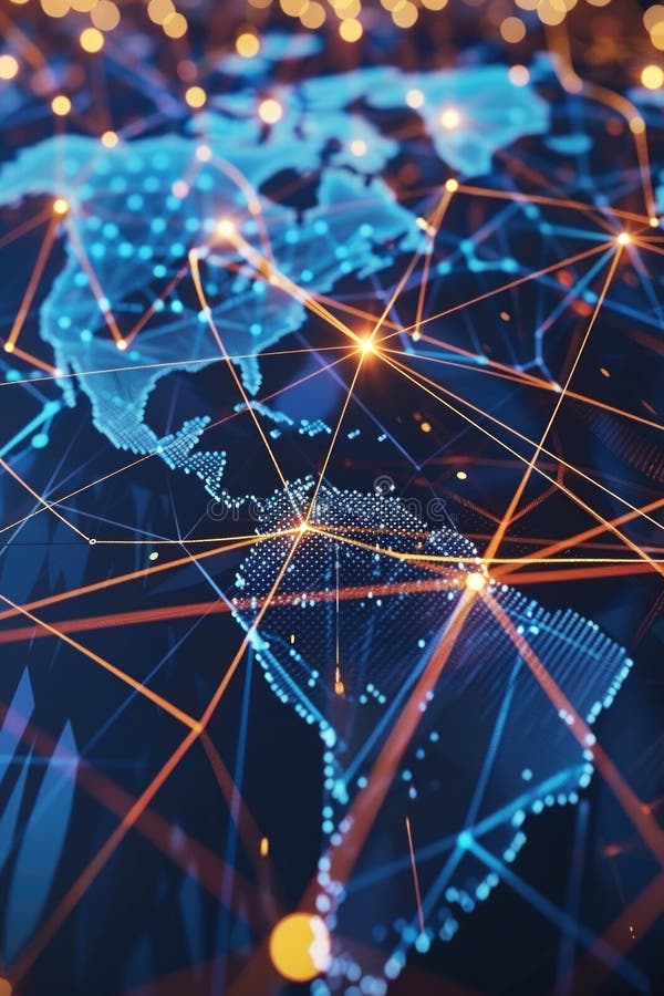 A Blue and Orange Globe with Lines Connecting it Stock Image - Image of ...