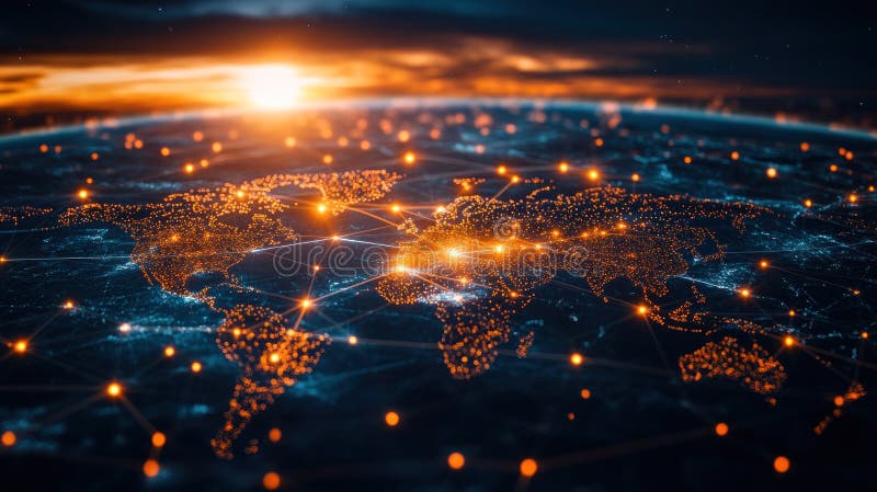 A Blue and Orange Globe with Many Lines Connecting it Stock Image ...