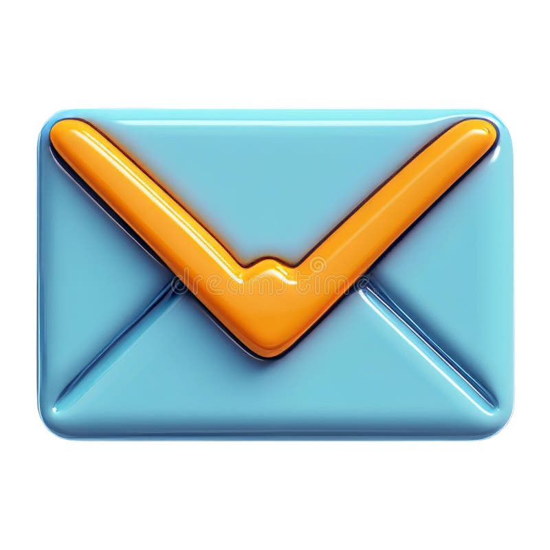 Blue and Orange Glossy Email Envelope Icon on White Background Stock ...