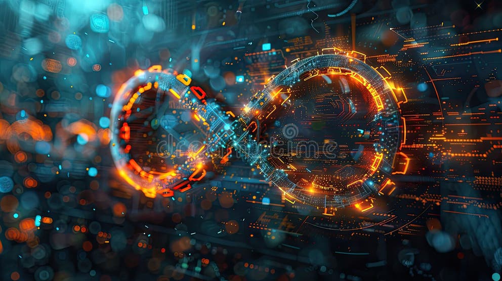 A Blue and Orange an Infinity Symbol Made of Interconnected Gears and ...