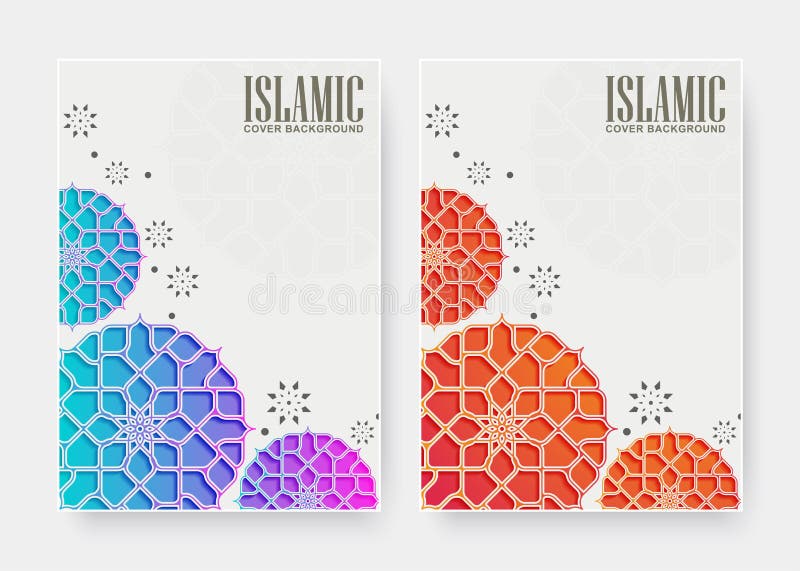 Blue and Orange Islamic Book Cover in Mandala Style Stock Vector ...