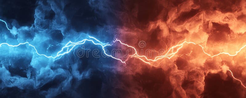 Blue and Orange Lightning Collide in a Spectacular Energy Swirl ...