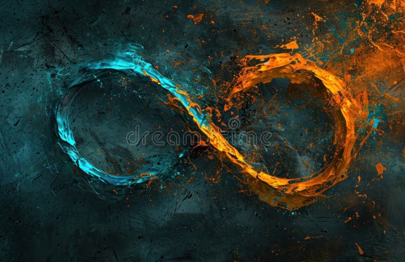 A Blue and Orange Liquid in the Shape of a Infinity Symbol Stock ...