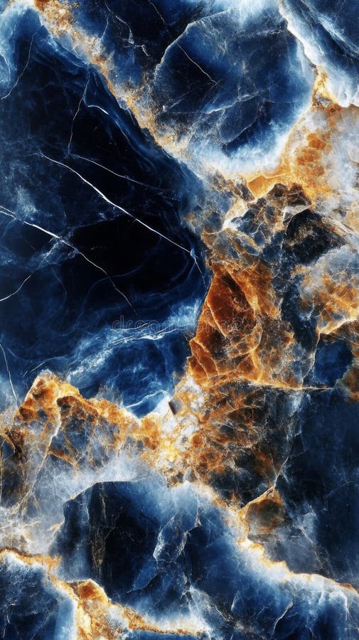 Blue and Orange Marble Texture with Natural Veins and Dramatic Contrast ...