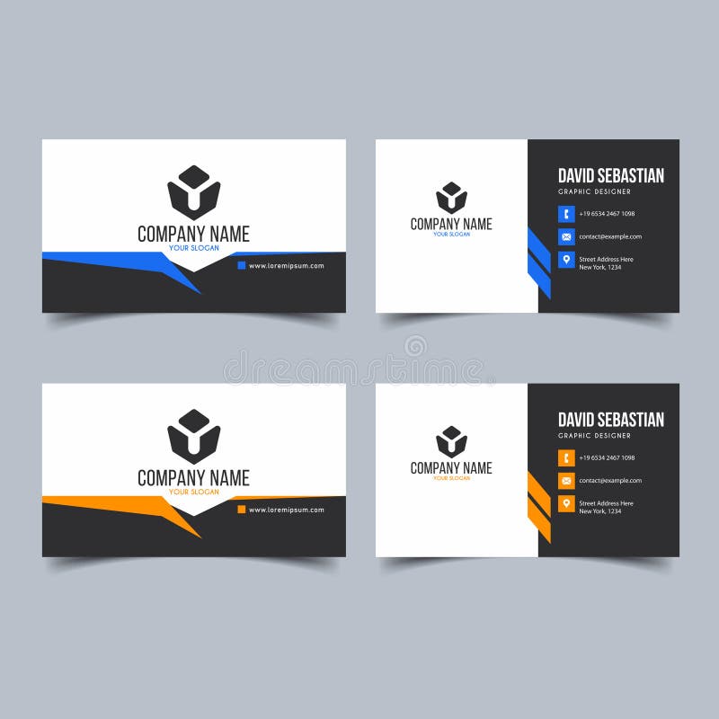 Blue and Orange Modern Creative Business Card and Name Card, Horizontal ...