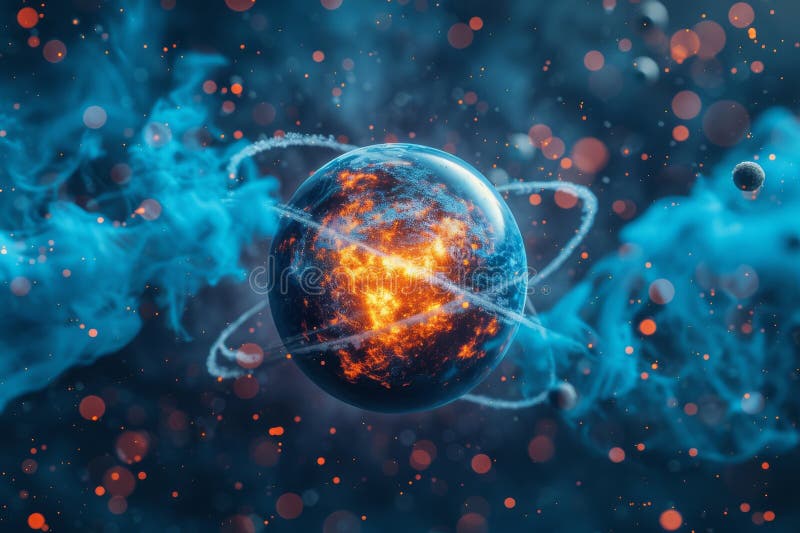 Blue and Orange Object Drifting in Space. Generative AI Stock ...