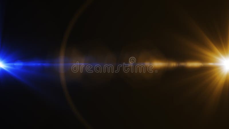 Blue Orange Optical Lens Flare Animation on Black Background Stock ...