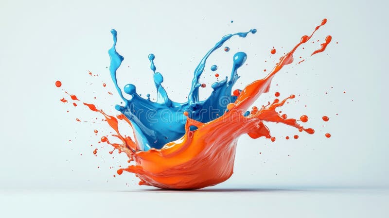 Blue and Orange Paint Exploding in a Splash Stock Illustration ...