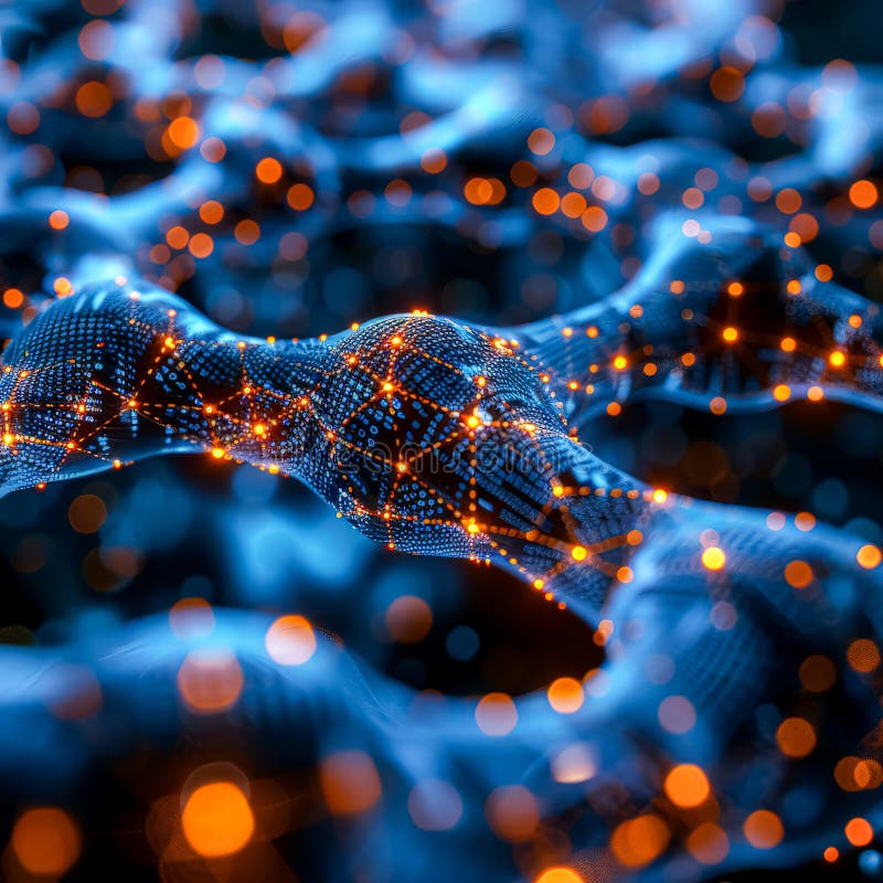 A Blue and Orange Patterned Image of a Network of Lines and Dots Stock ...