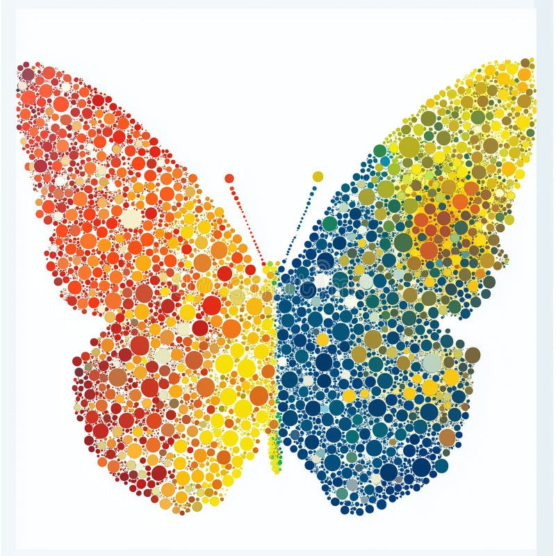 Blue and Orange Pointillism Butterfly Isolated Dot Day Dots Stock ...