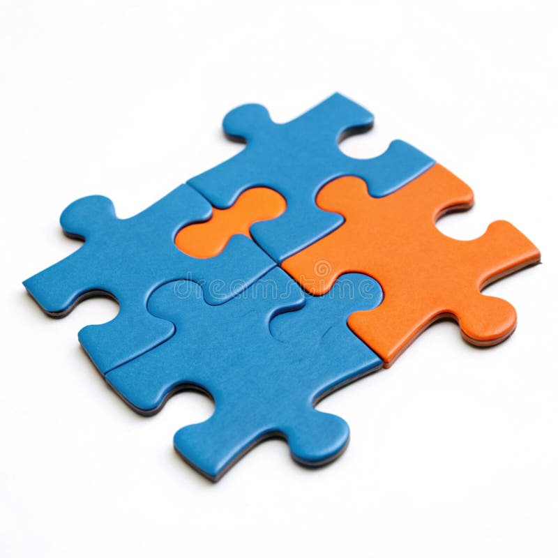 Blue and Orange Puzzle Pieces Interlocking Stock Illustration ...