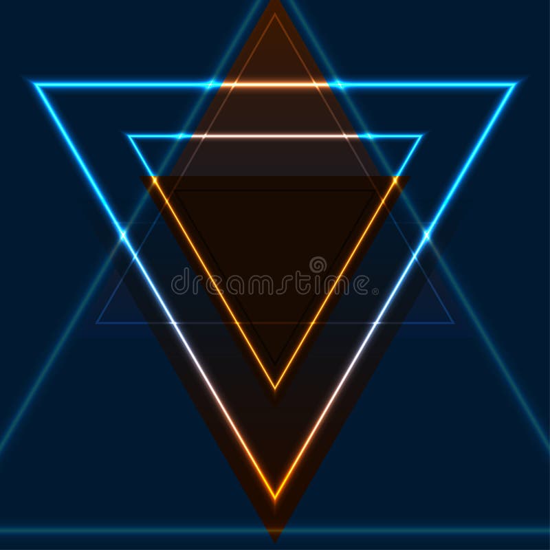 Blue Orange Retro Neon Laser Triangles Abstract Background Stock Vector ...
