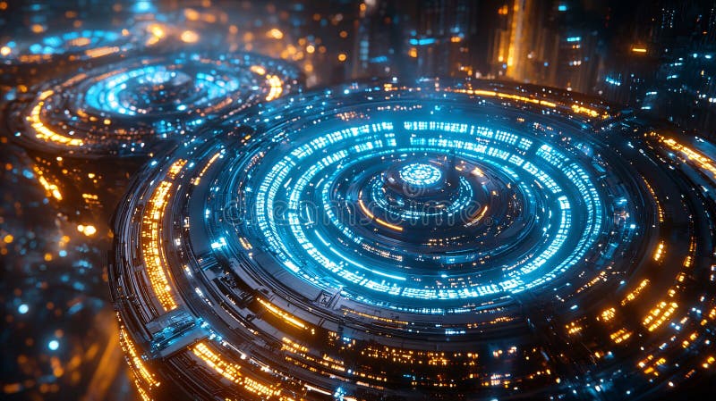 Blue and Orange Ring Technology Structure Stock Illustration ...