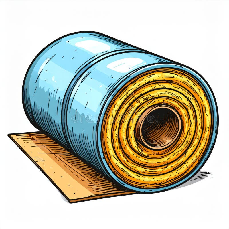 Blue and Orange Rolled Packaging Material Stock Illustration ...