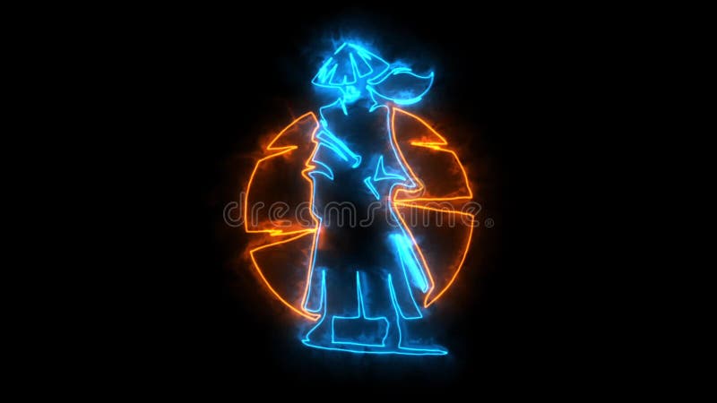 Blue Orange Samurai Warrior Animated Logo with Reveal Effect Stock ...