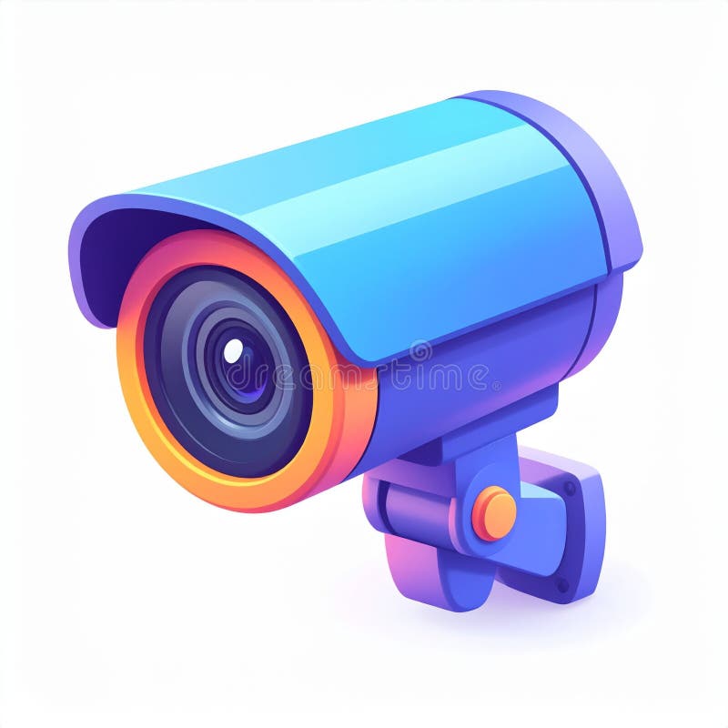 Blue Orange Security Camera 3D Render Stock Illustration - Illustration ...