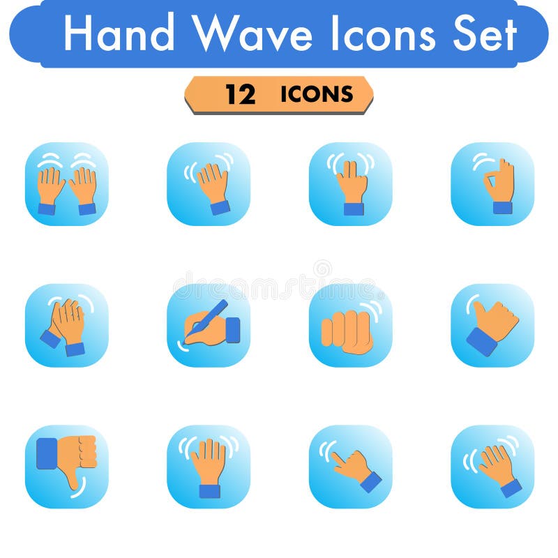 Blue and Orange Set of Different Hand Movement Paper Cut Icons Stock ...
