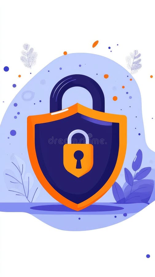 A Blue and Orange Shield with a Keyhole in the Middle Stock Illustration - Illustration of ...
