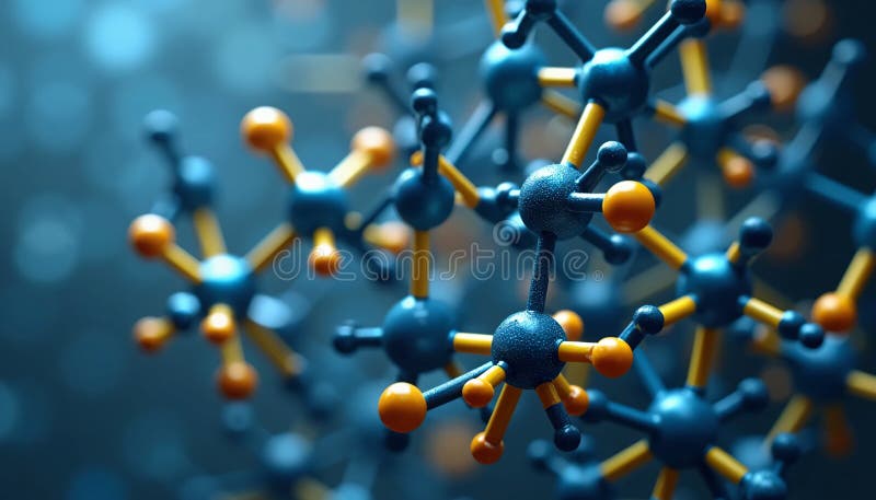 Molecular Structure Representation with Blue and Orange Atoms ...