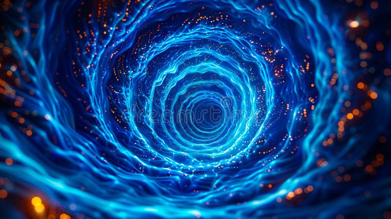 A Blue and Orange Spiral Vortex with Lights in the Background Stock ...