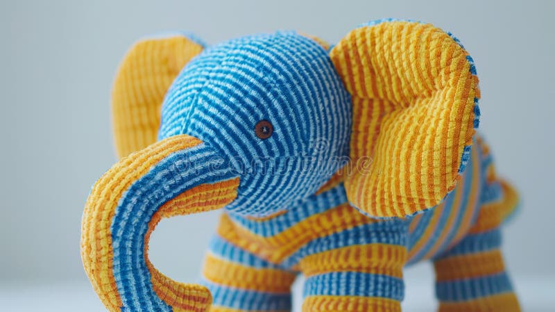 Blue and Orange Striped Stuffed Elephant Toy Stock Image - Image of ...