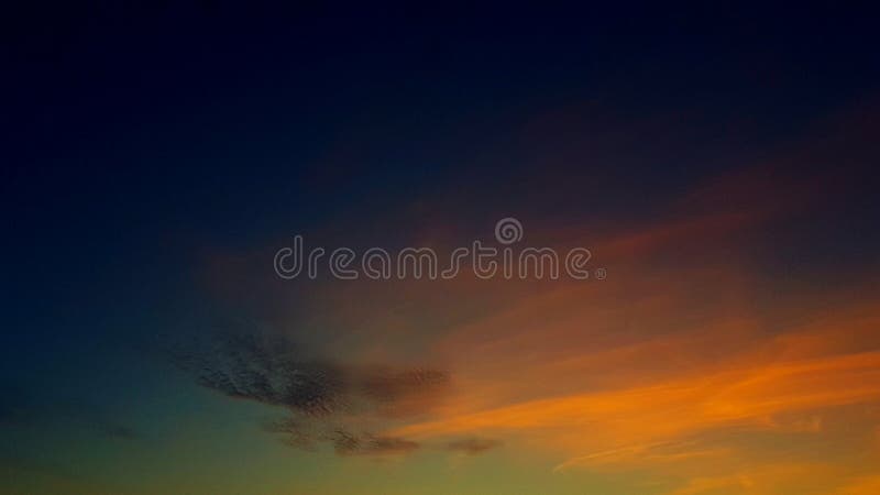 Blue Orange Sunset Sky, Low Key Stock Photo - Image of color, blue ...