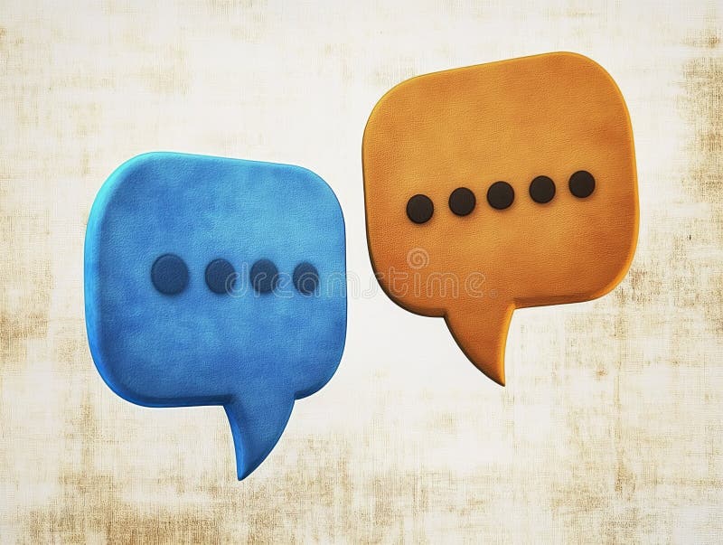 Blue and Orange Textured Speech Bubbles Dialogue Concept, Communication ...