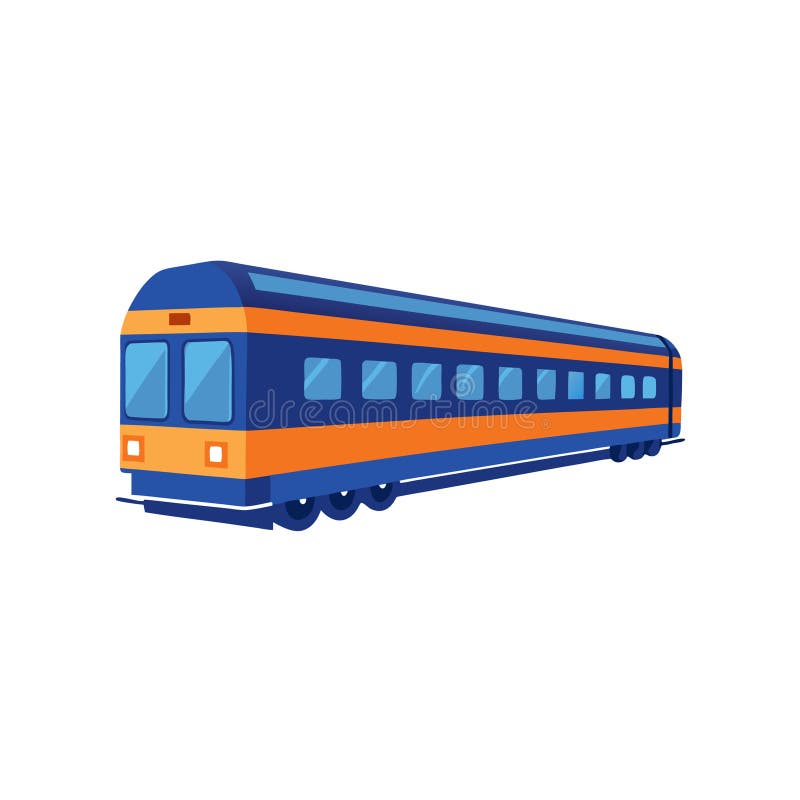 Blue and Orange Train Car Vector Illustration Stock Illustration ...