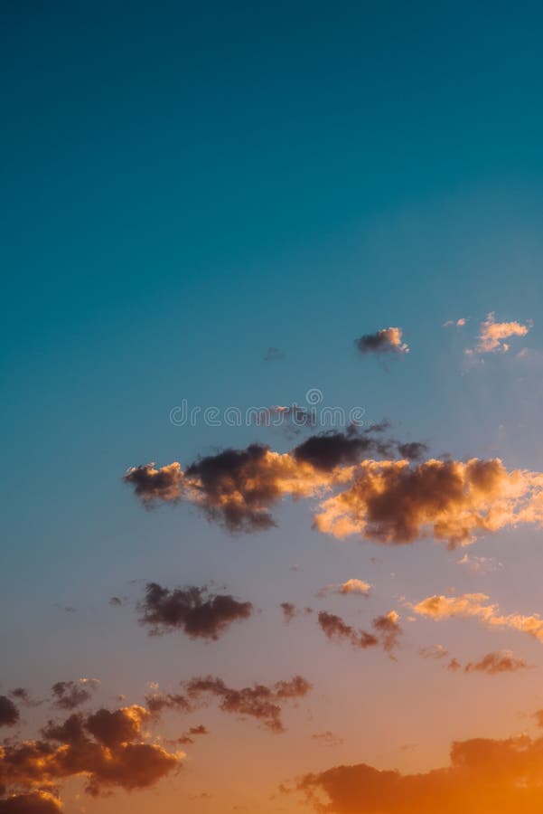 Blue and Orange Tranquil Summer Sunset Background Stock Image - Image ...