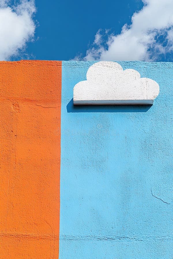 Blue and Orange Wall with Cloud Stock Photo - Image of temperature ...